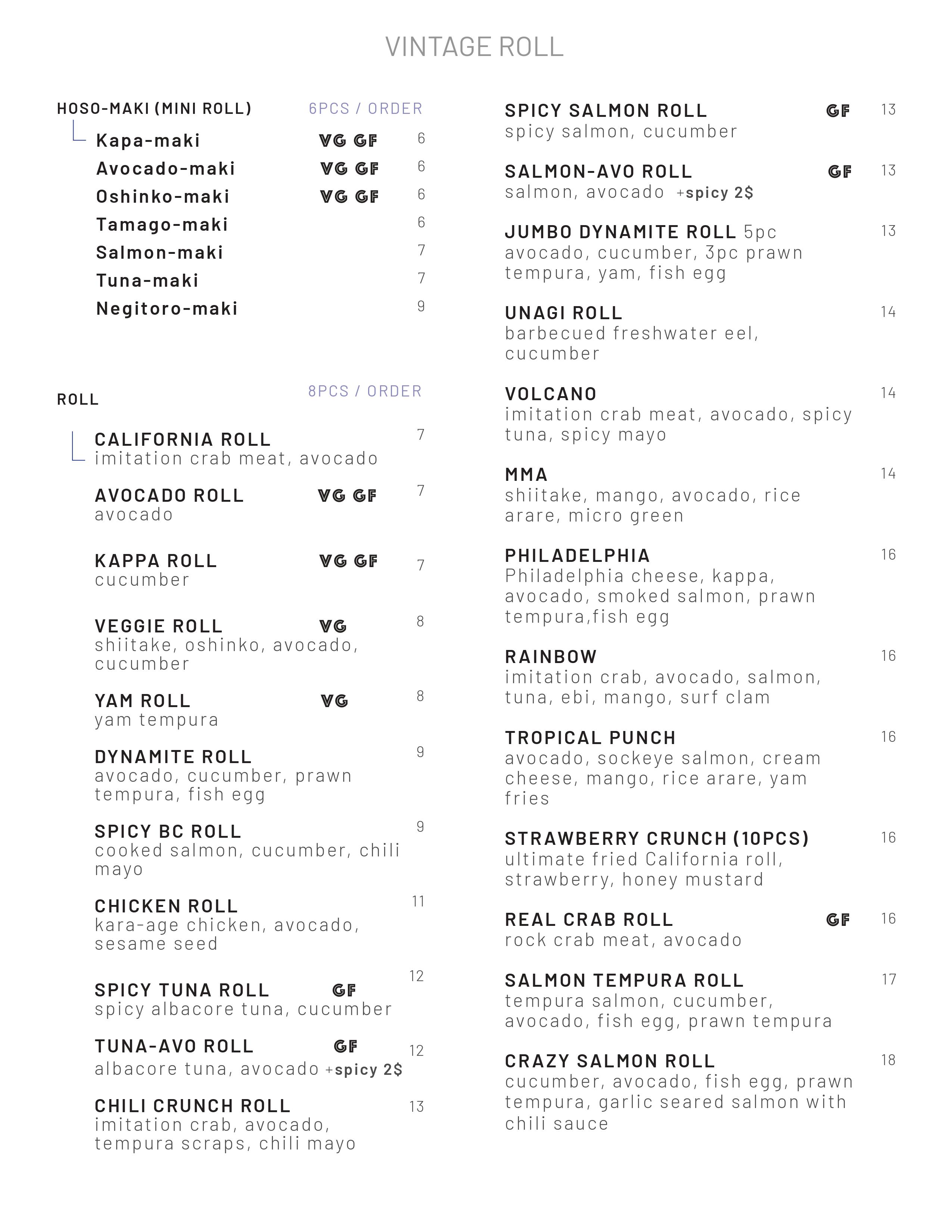 Food Menu – UNI MODERN JAPANESE RESTAURANT