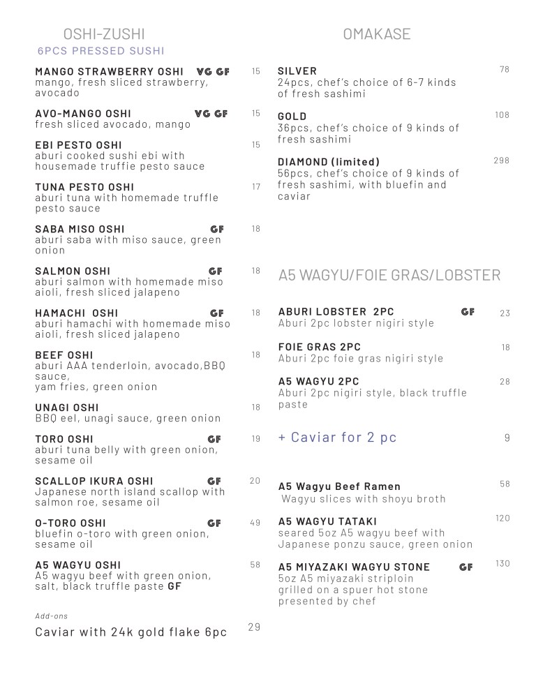 Food Menu – UNI MODERN JAPANESE RESTAURANT